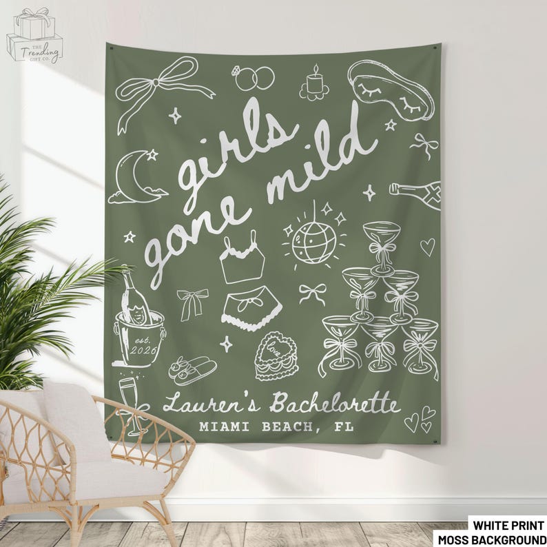 Girls Gone Mild Bachelorette Sign, Bach Party Banner Tapestry Slumber ...