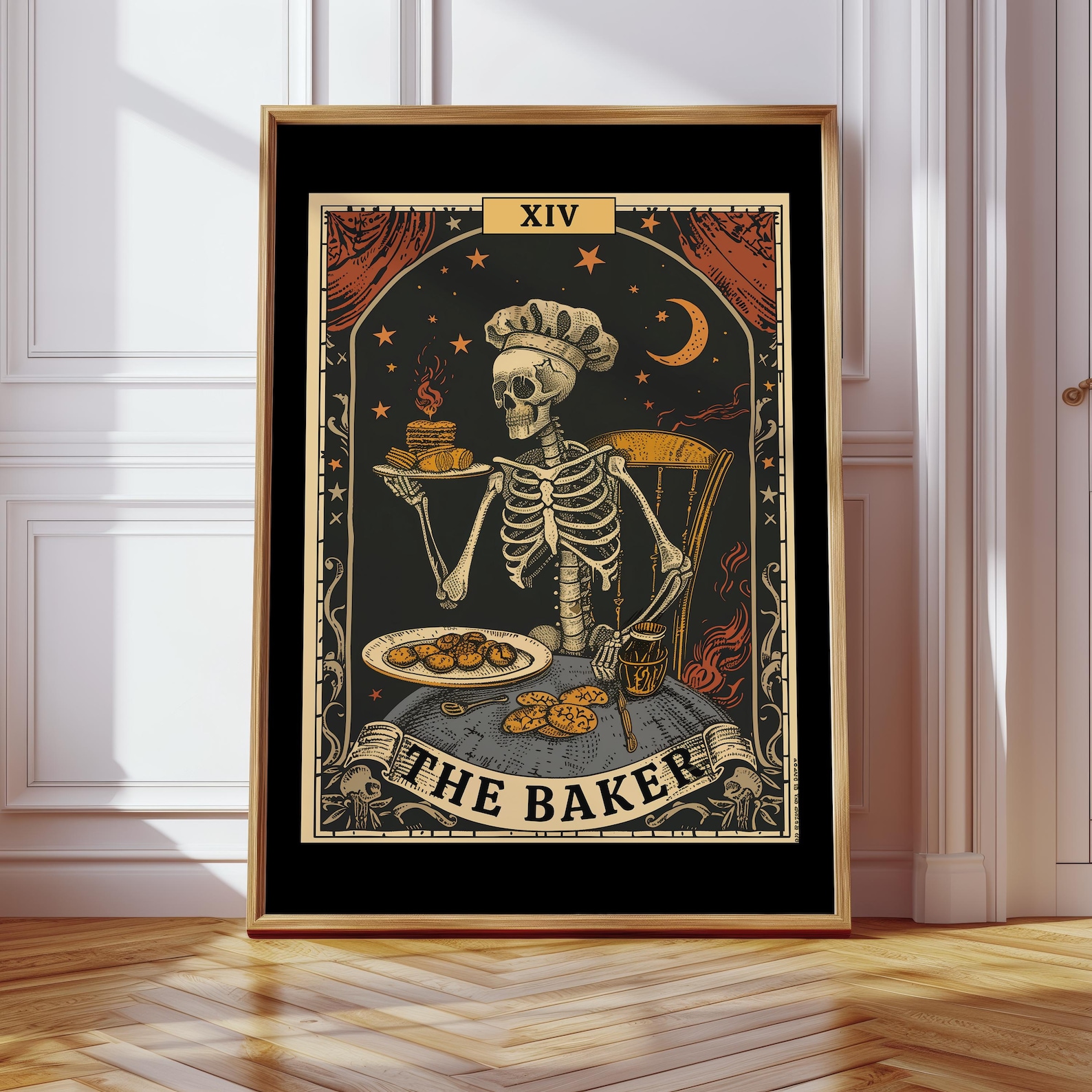 Baking Art Print,skeleton Cooking Print,tarot Card Wall Art,gift for ...