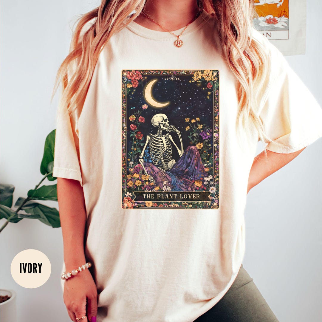 Plant Lover Skelton Tshirt, Tarot Card Plant Mom Shirt, Floral Witch ...