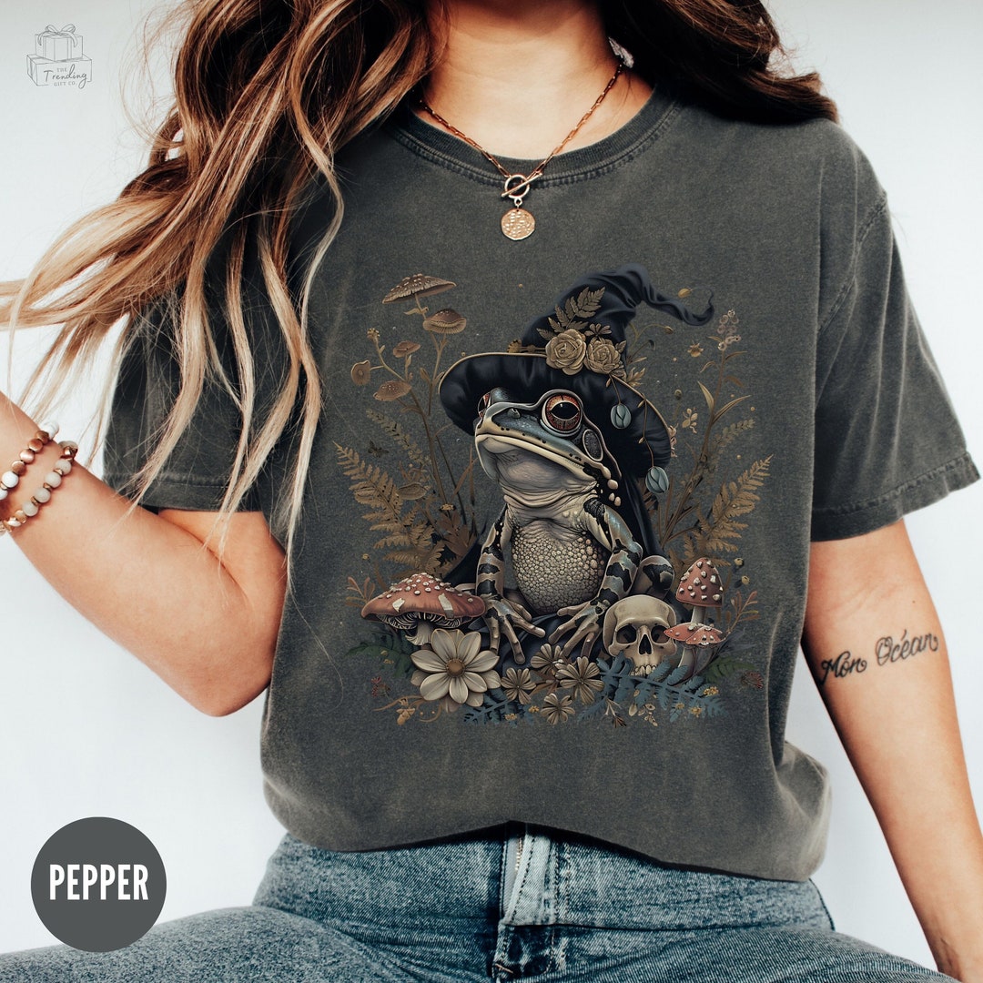 Wizard Cottagecore Froggy Botanial Frog Shirt, Goblincore Clothes,frog ...