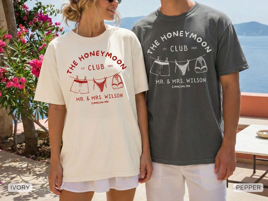 Custom Honeymoon Shirts, Comfort Colors Personalized Just Married T ...
