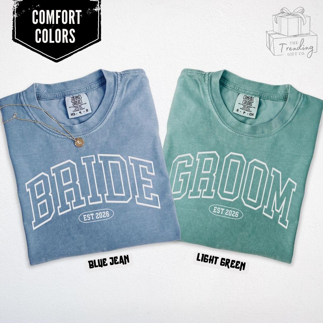 Comfort Colors® Custom Bride Groom Matching Shirts Personalized Est ...