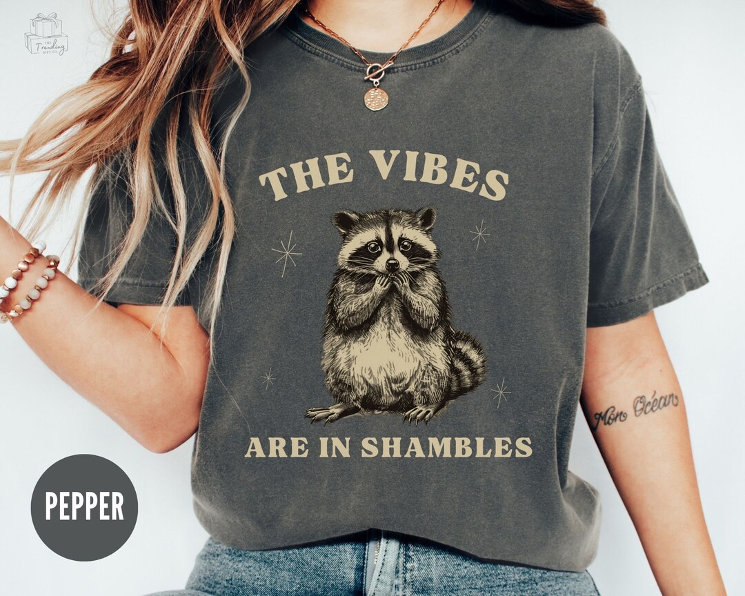 Comfort Colors Funny Raccoon Meme Shirt, Vibe in Shambles Shirt, Racoon ...