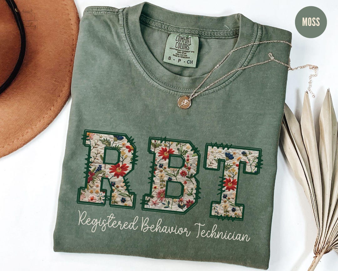 Registered Behavior Technician Shirt, Comfort Colors RBT Shirts, Floral ...