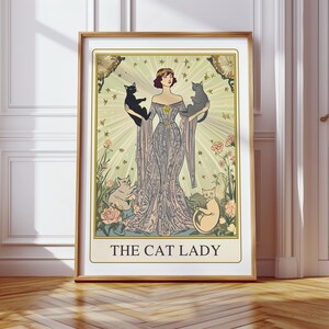 Cat Lady Tarot Wall Art,art Nouveau Cat Lovers' Art Print,vintage Cat ...