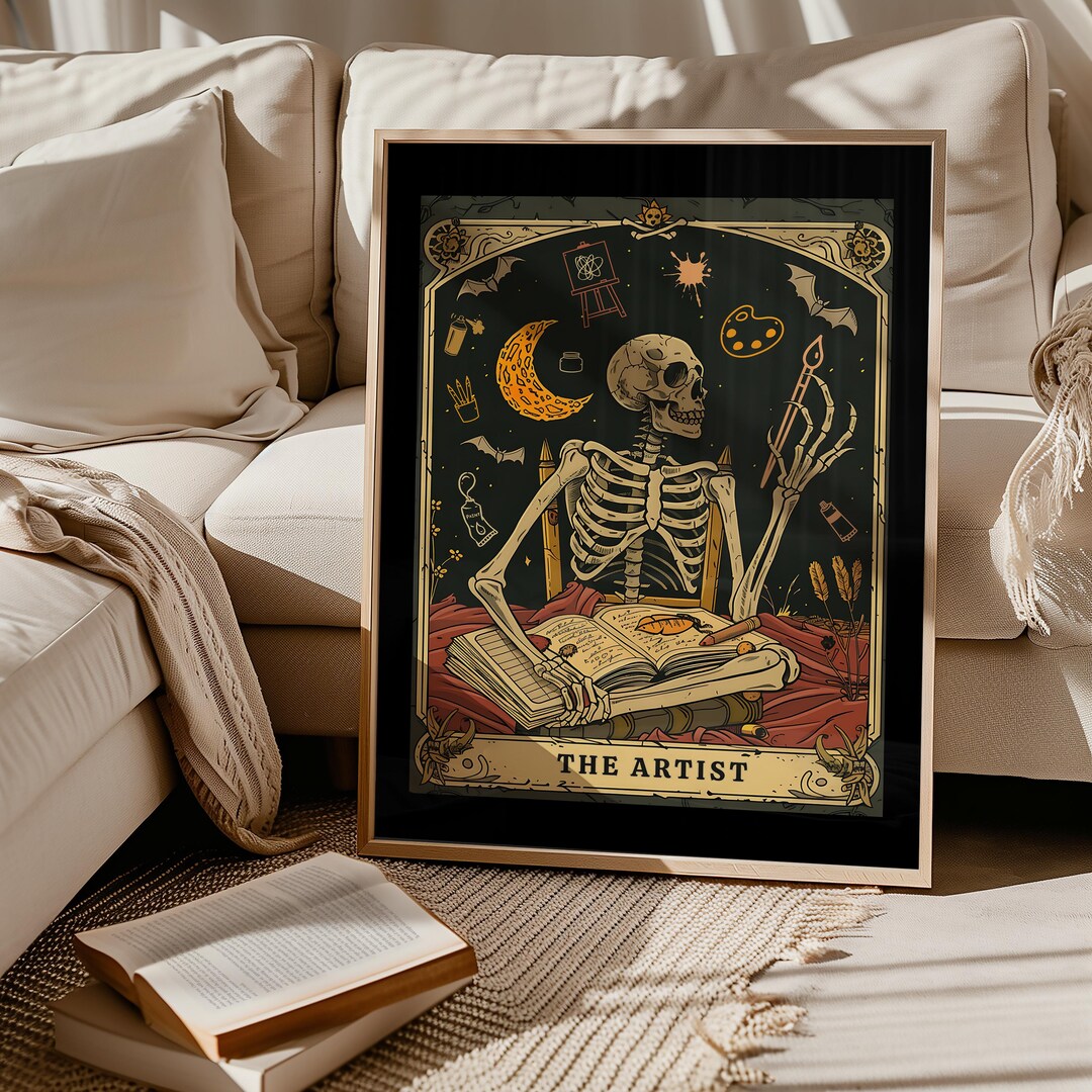 The Artist Skeleton Wall Art, Spooky Art Lover Gift, Funny Art Teacher ...