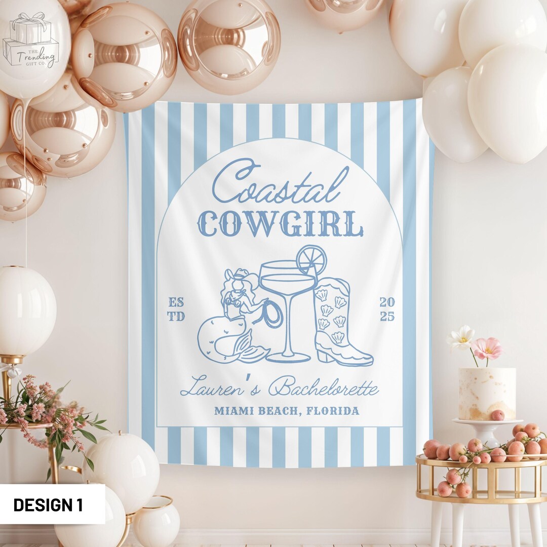 Coastal Cowgirls Bachelorette Tapestry, Country Bach Banner, Western ...