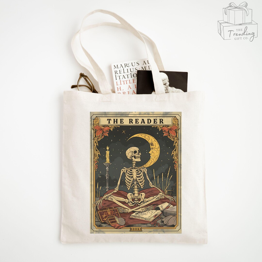 The Reader Tarot Card Tote Bag, Book Lover Gift, Bookish Canvas Tote ...