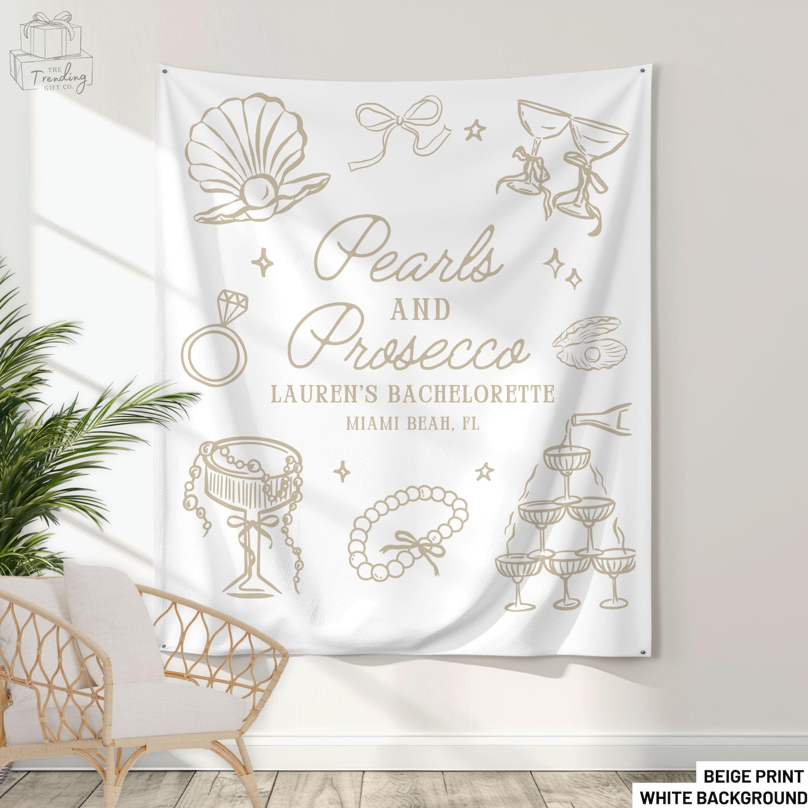 Custom Pearls and Prosecco Bridal Shower Banner, Prosecco and Pearls ...