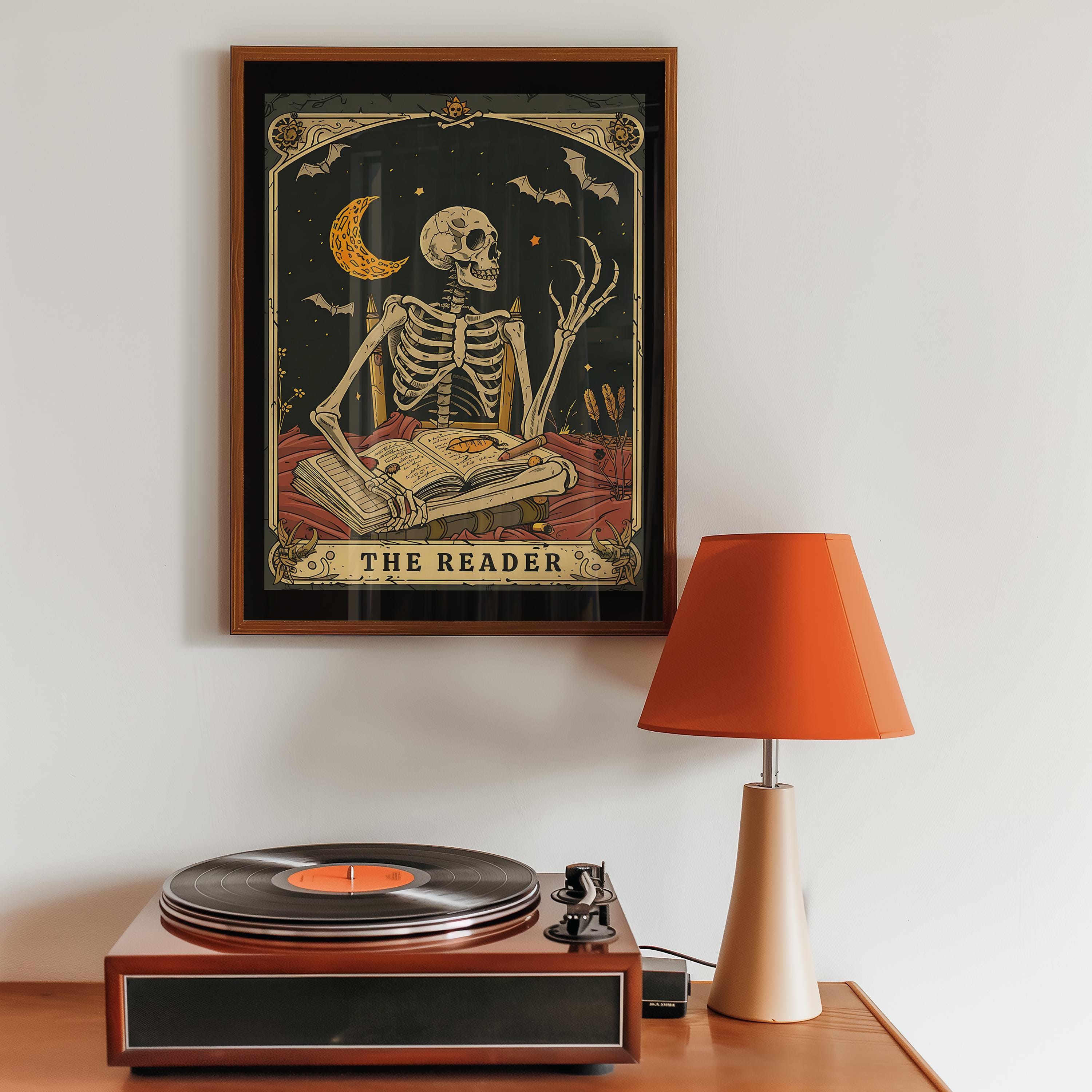The Reader Tarot Print, Skeleton Reader Tarot Card Wall Art, Book Lover ...