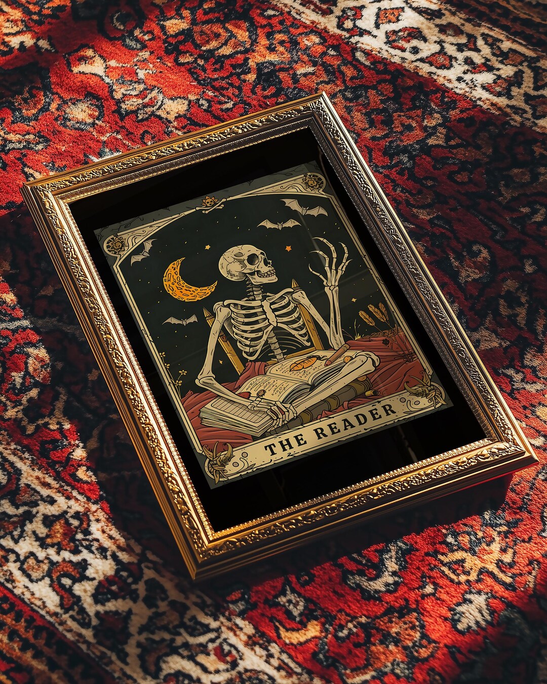 The Reader Tarot Print, Skeleton Reader Tarot Card Wall Art, Book Lover Gift, Witchy Reading ...