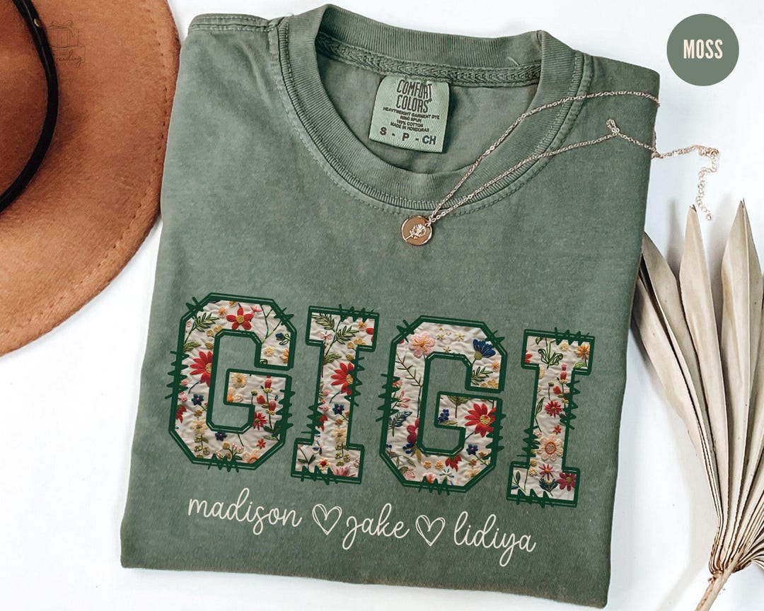 Custom Gigi Tshirt, Floral Gigi Shirt, Comfort Colors Gigi Christmas ...