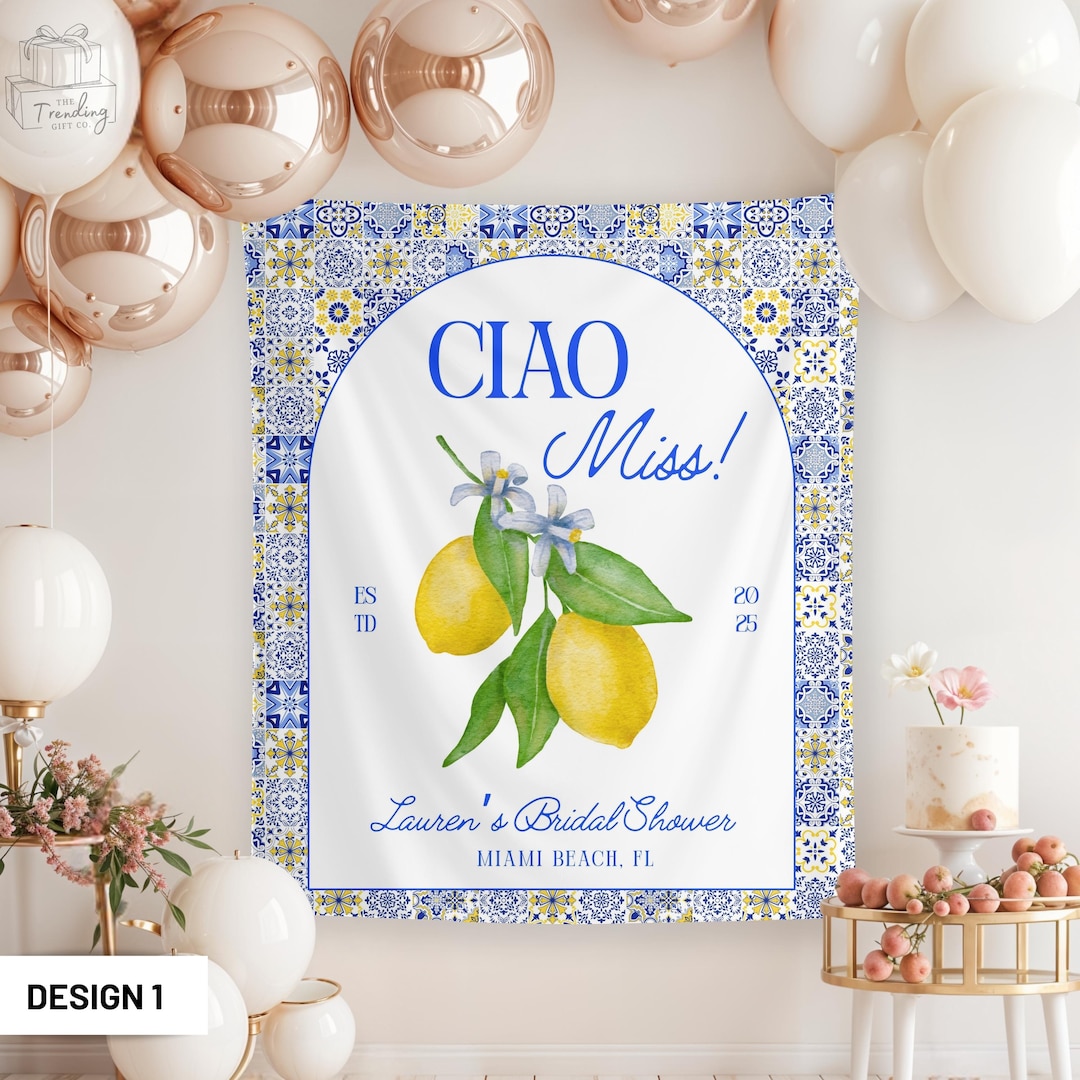 Ciao Miss Bridal Shower Decor, Italian Theme Bachelorette Banner, Lemon ...