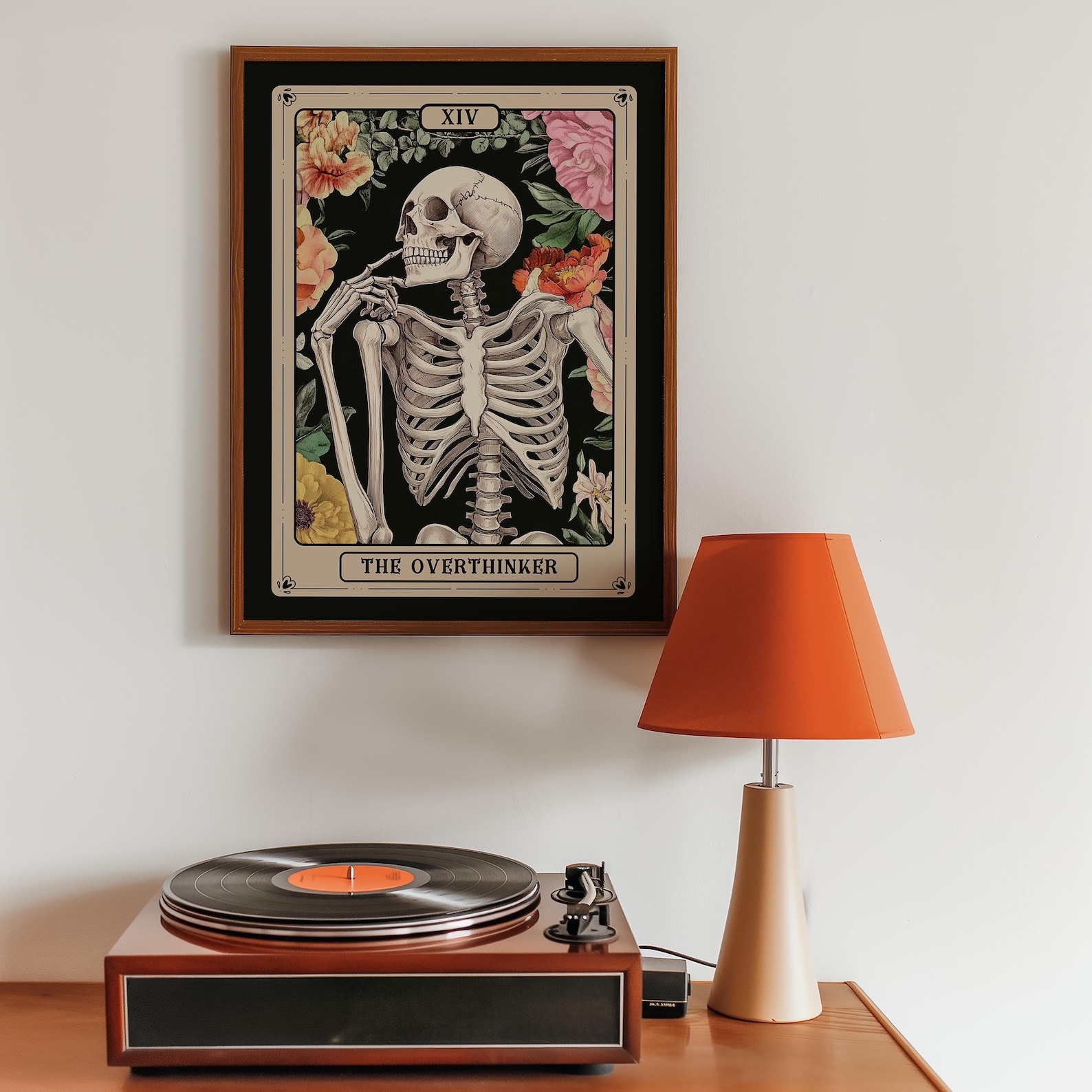 Skeleton Tarot Card Print,the Thinker Poster,dark Academia Mental ...