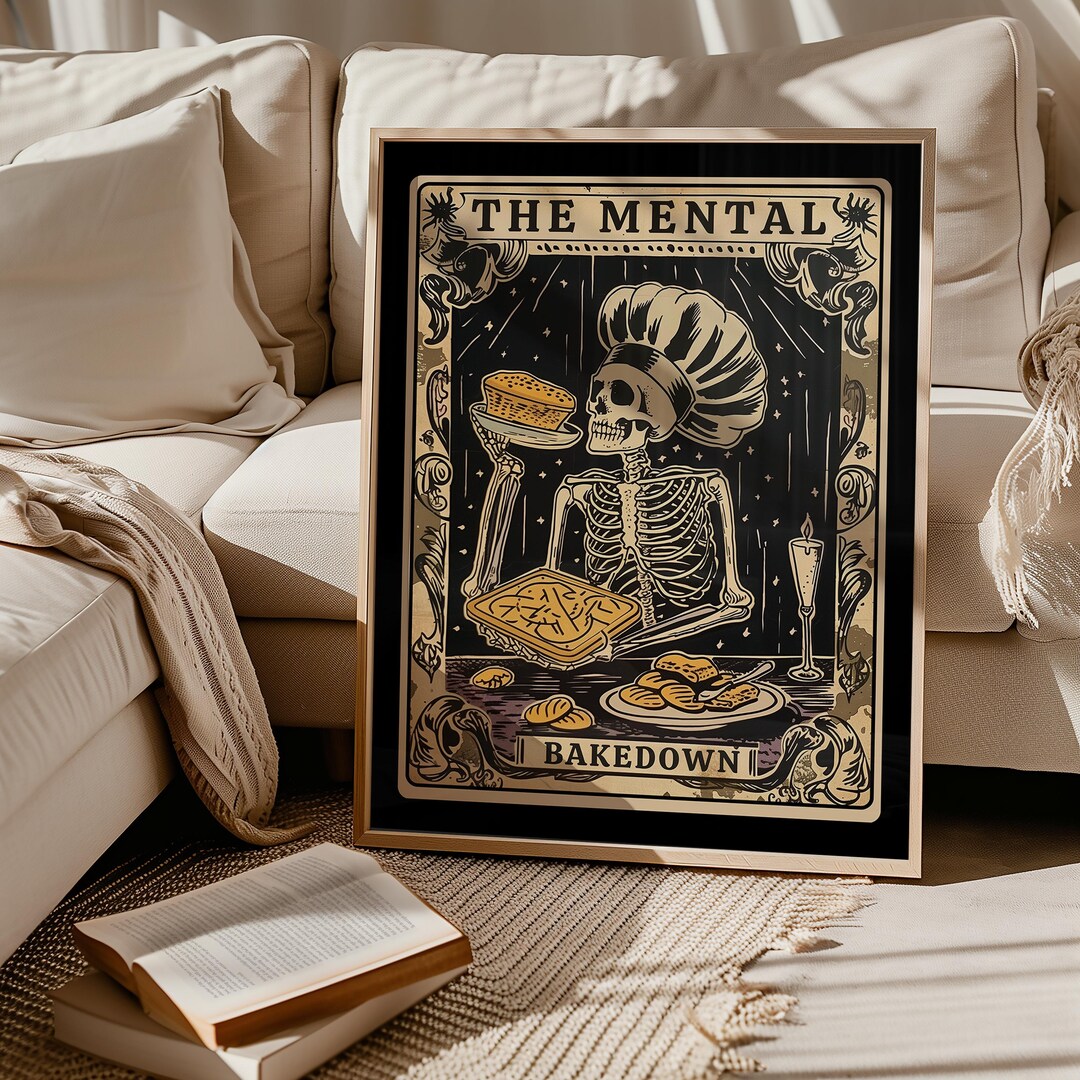 Baking Wall Art,skeleton Cooking Poster,having a Mental Bake Down Tarot ...