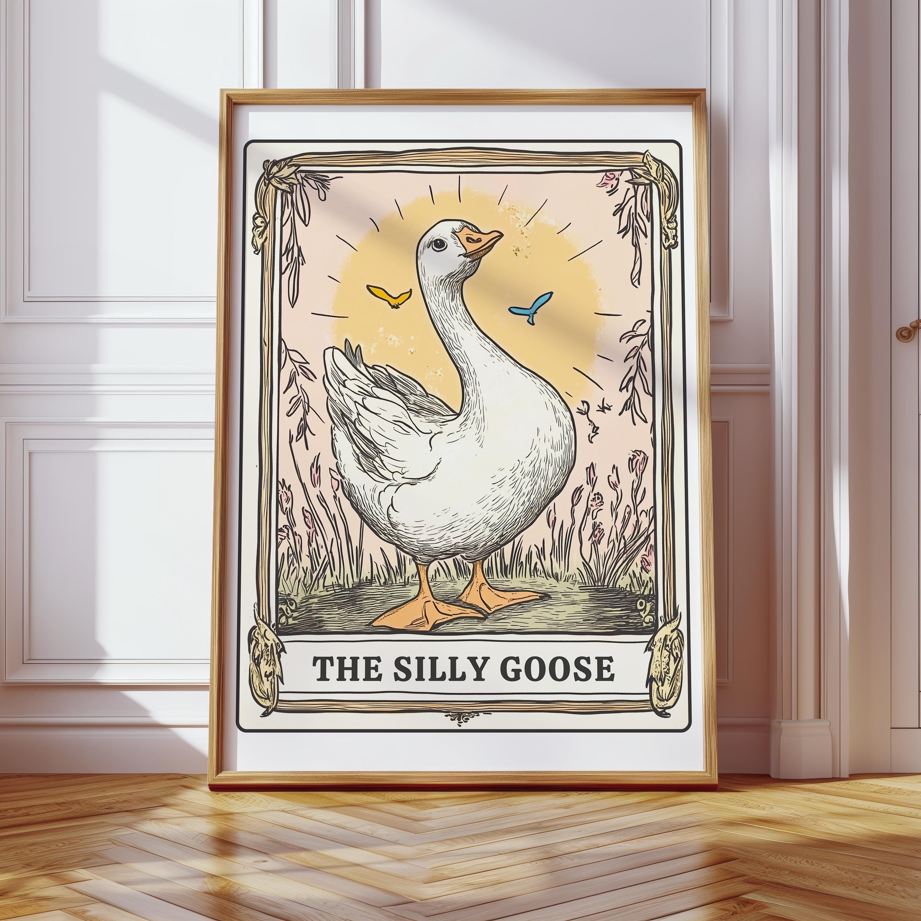 Silly Goose Print, Cute Goose Tarot Card Poster for Nursery, Farm ...