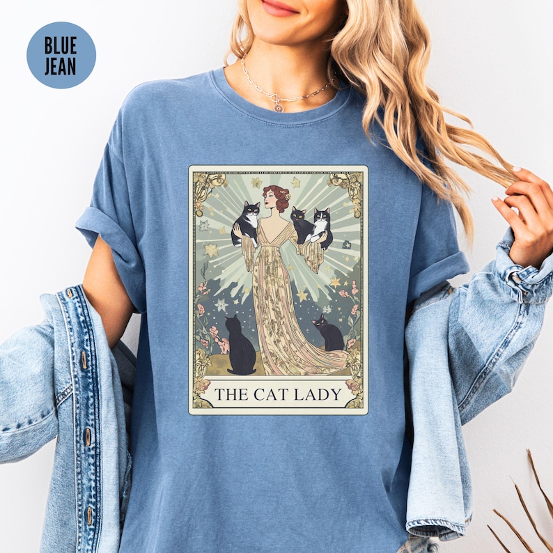 Comfort Colors® Cat Lady Tarot Card Shirt, Cat Lover Tshirt, Witchy Cat ...
