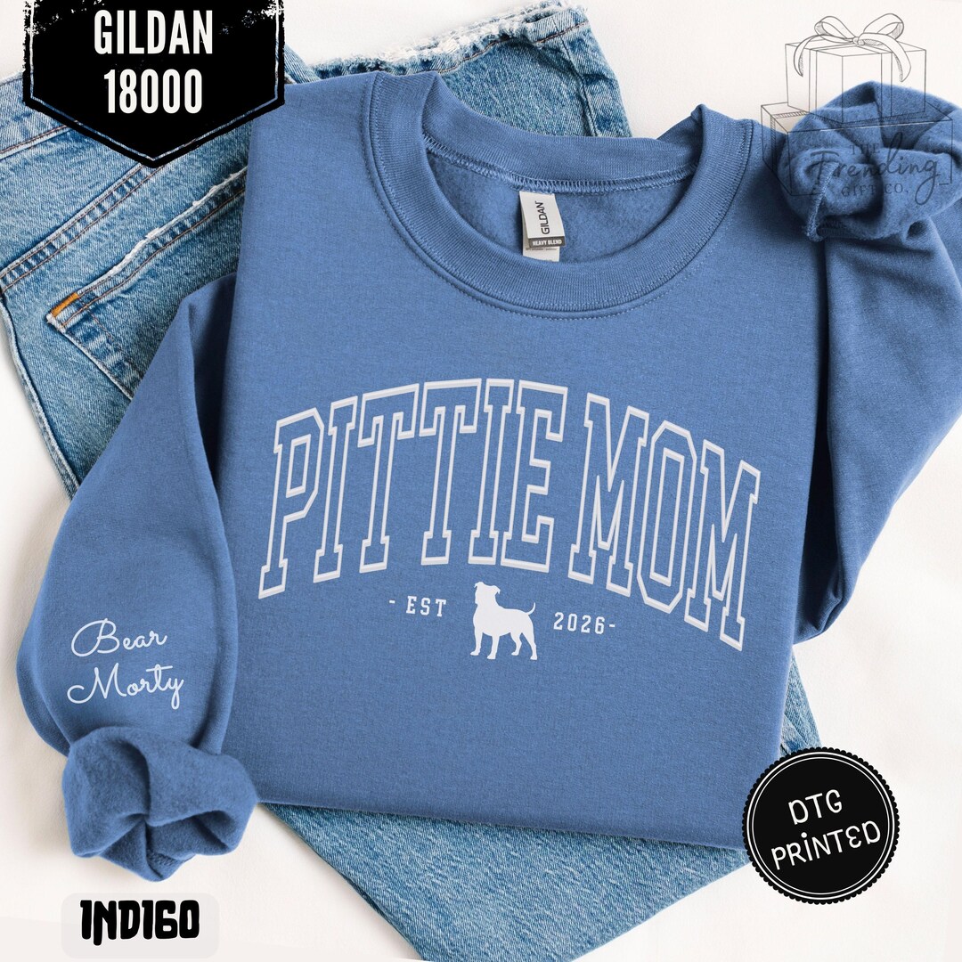 Custom Pittie Mom Sweatshirt With Dog Names on Sleeve Personalized ...
