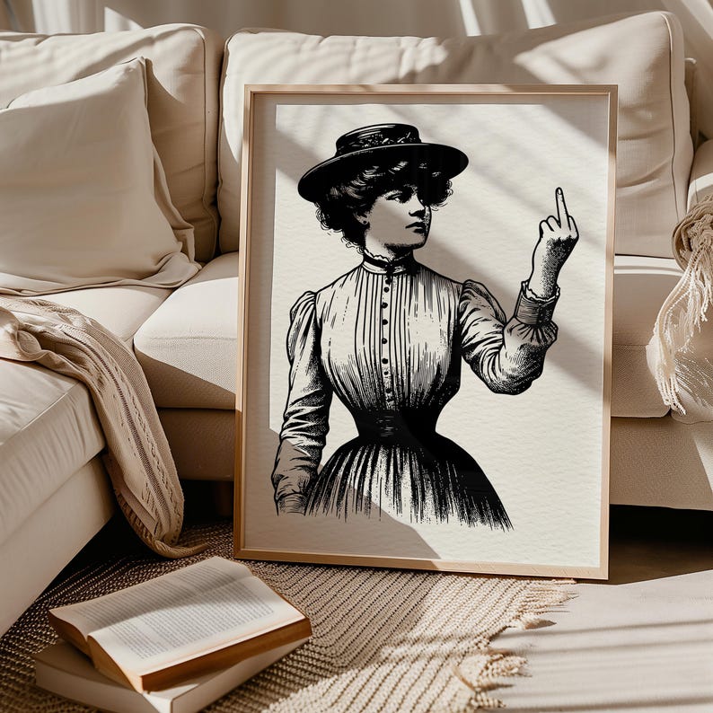 Woman Middle Finger Print, Feminist Wall Art Altered Art Print ...