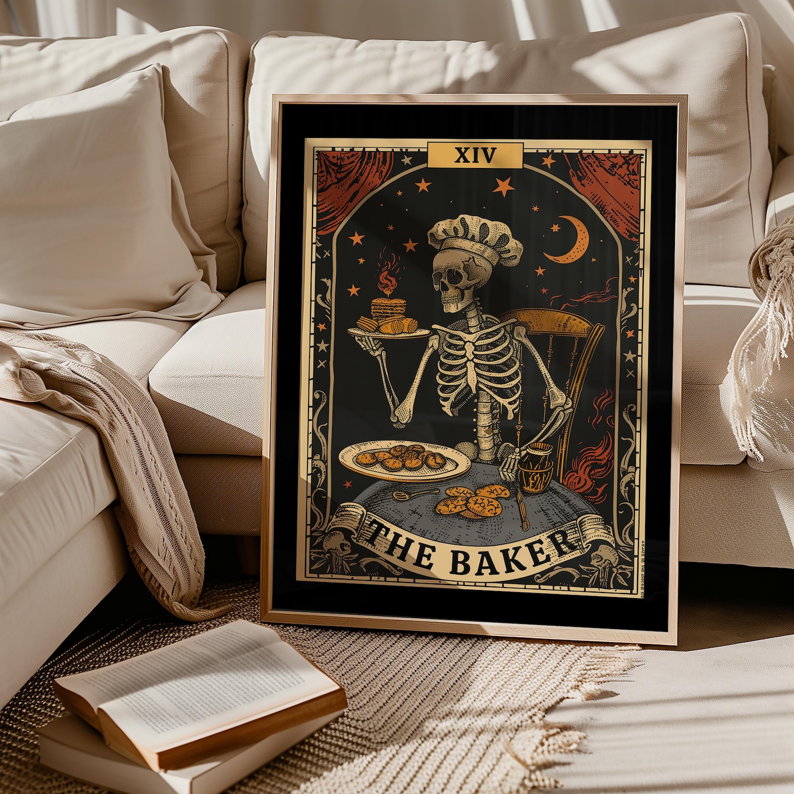 Baking Art Print,skeleton Cooking Print,tarot Card Wall Art,gift for ...
