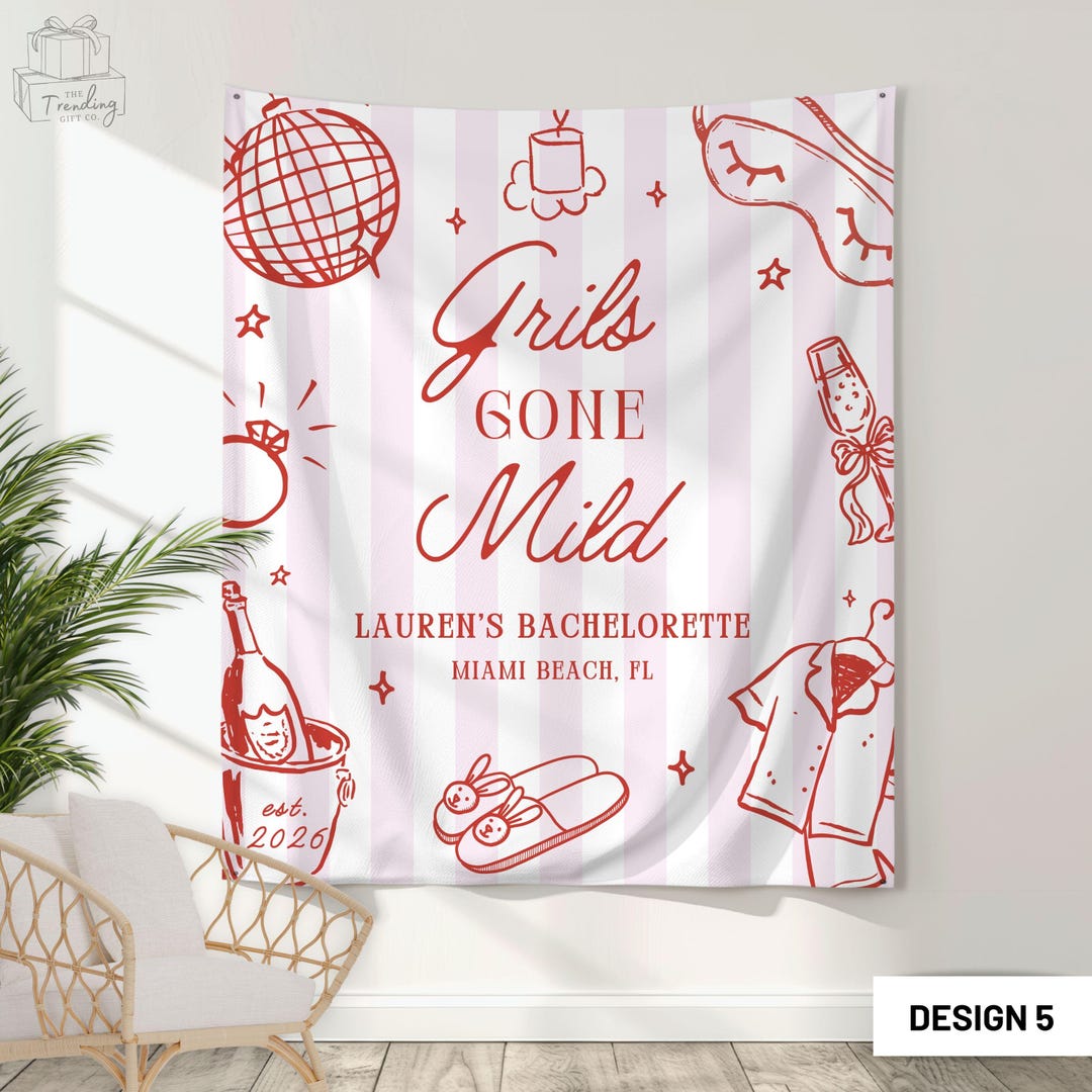 Girls Gone Mild Bachelorette Banner, Bach Party Welcome Sign Tapestry ...