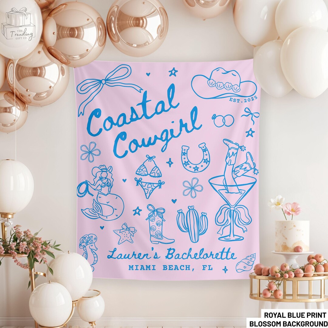 Custom Coastal Cowgirls Bachelorette Banner, Disco Cowgirl Tapestry ...