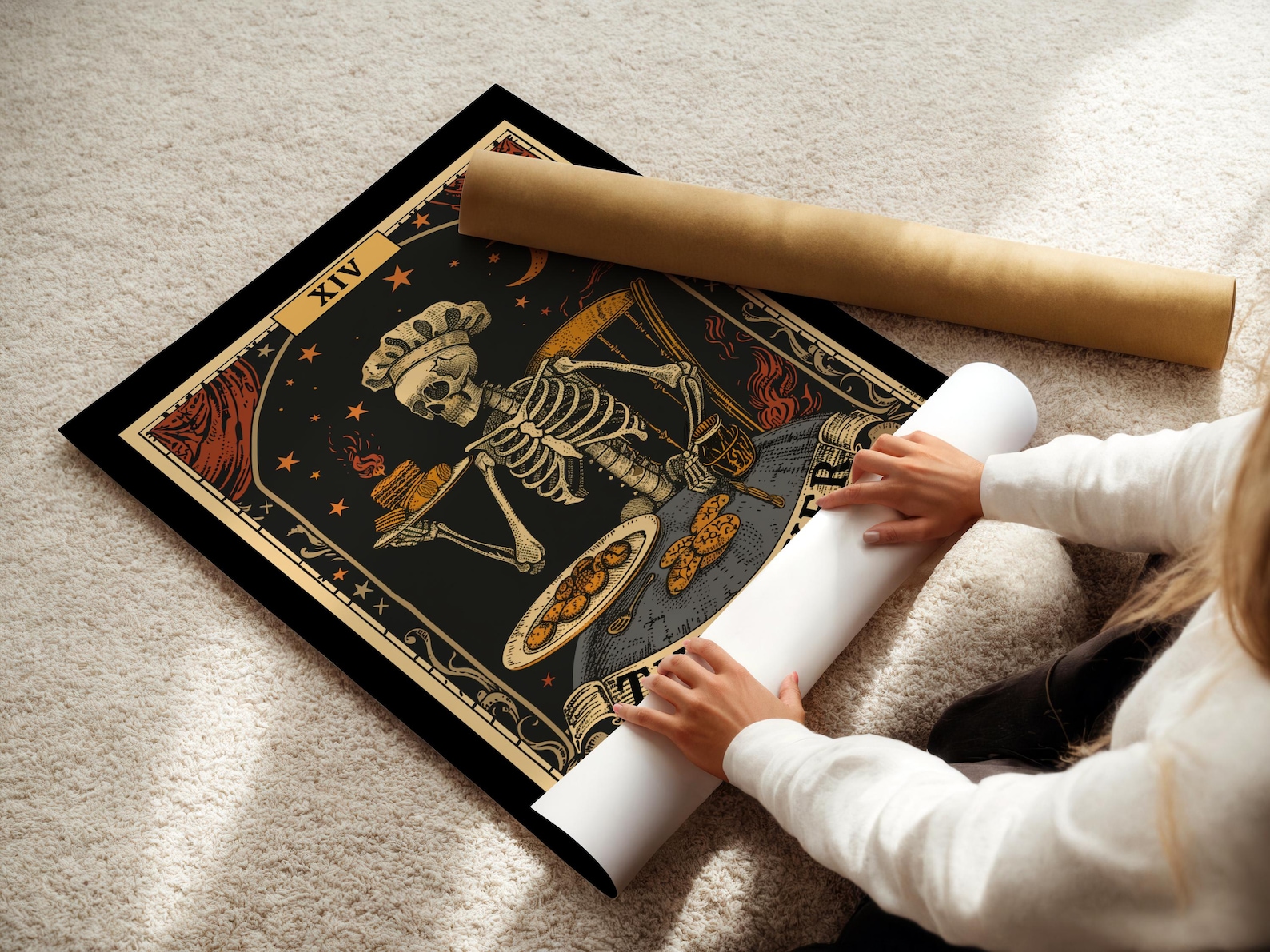Baking Art Print,skeleton Cooking Print,tarot Card Wall Art,gift for ...