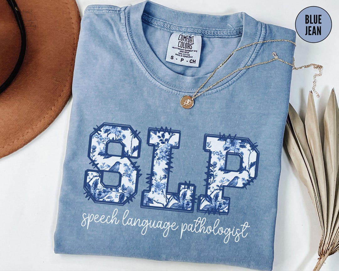 Floral Speech Therapy Comfort Colors Shirt, Blue Toile De Jouy SLP T ...