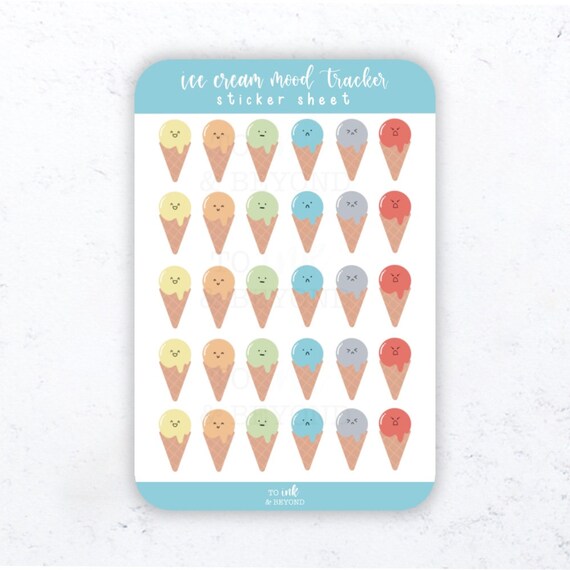 Ice Cream Mood Tracker Sticker Sheet Planner Stickers Bullet | Etsy UK