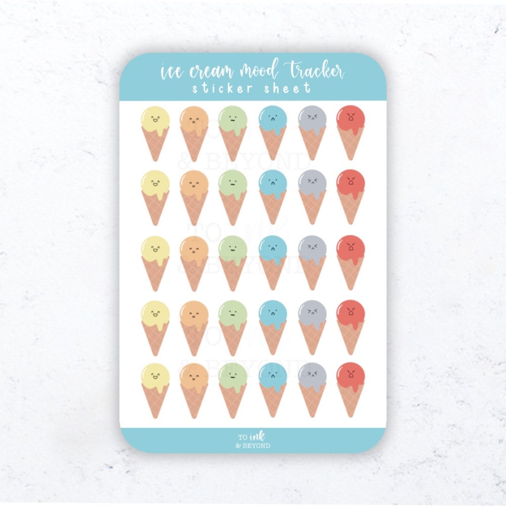 Ice Cream Mood Tracker Sticker Sheet Planner Stickers Bullet - Etsy UK