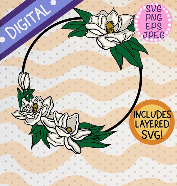 Magnolia Flowers SVG Png Eps Dxf Color Layered | Etsy