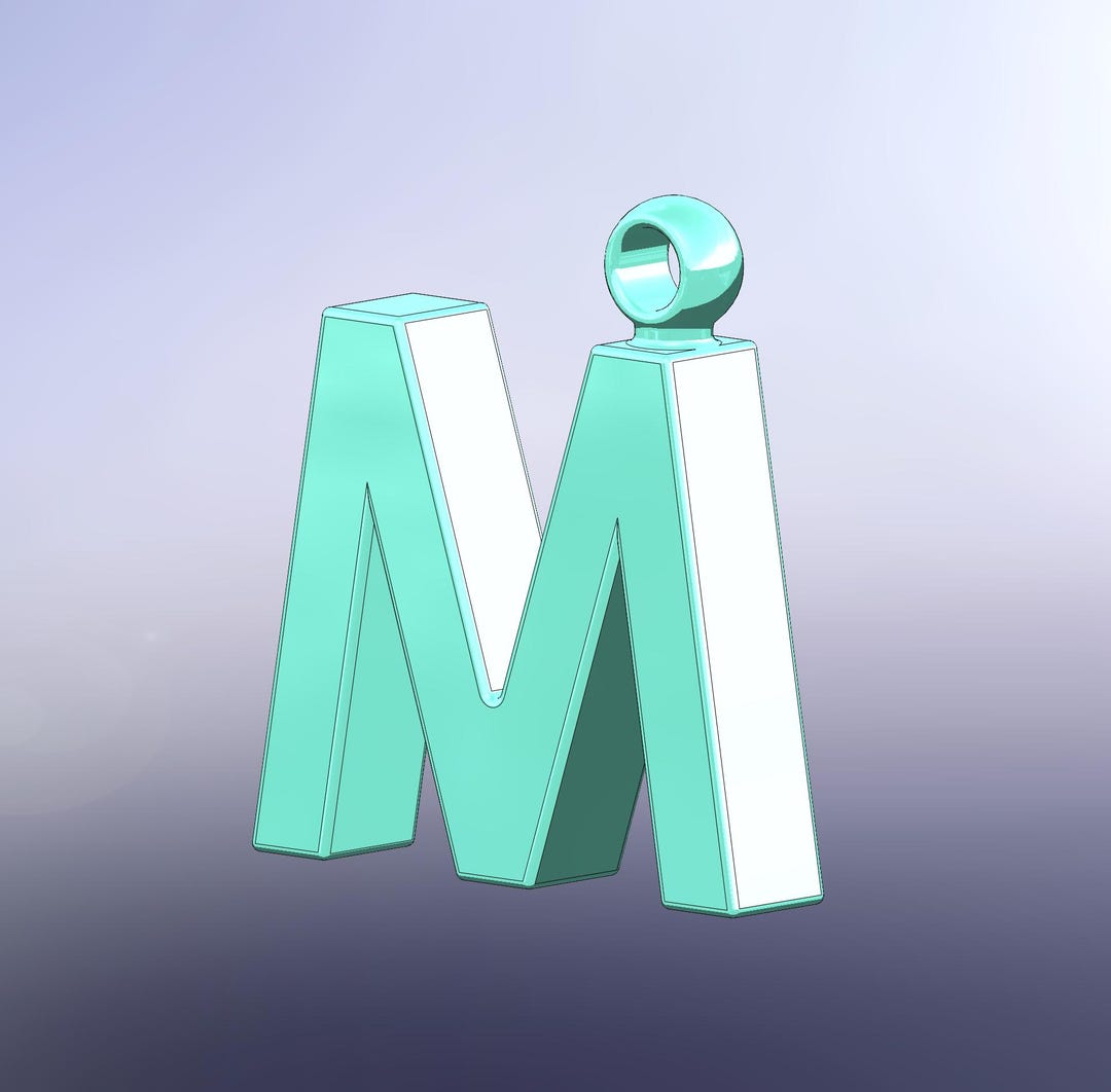 Letter "m" Keychain 3D Print STL File: Block Initial (digital Download ...