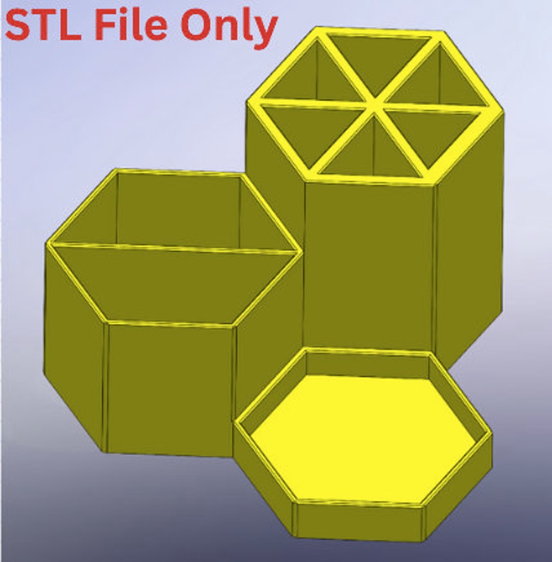 STL Files - Hexagon Stationary Organizers - Pen and Pencil Cup and Tray ...
