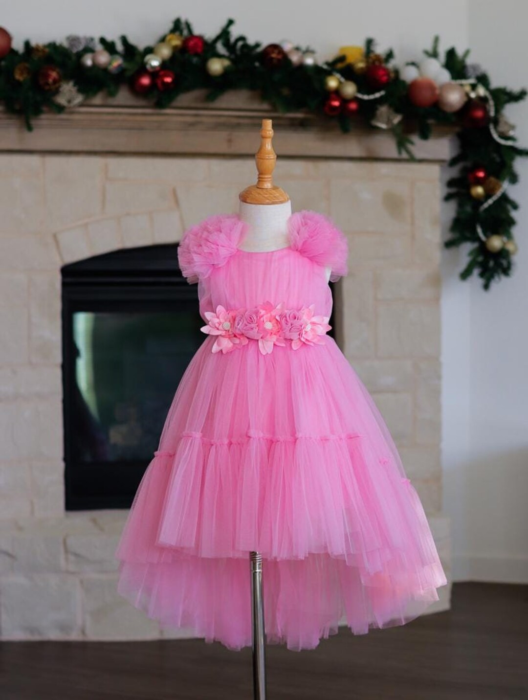 Girls Pink Tulle Dress With Flowers,birthday Dress for Girls,special ...