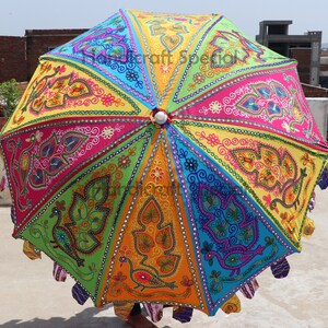 Decorative Garden Parasol Umbrella With Peacock Embroidery Design ...