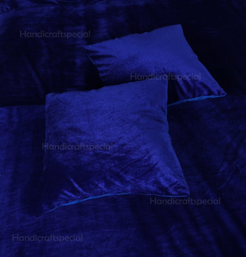 5pcs Ultra-luxury Royal Blue Velvet Duvet Cover, Boho Bedding, UO ...