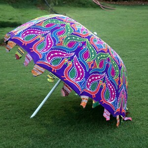Decorative Garden Parasol Umbrella With Peacock Embroidery Design ...