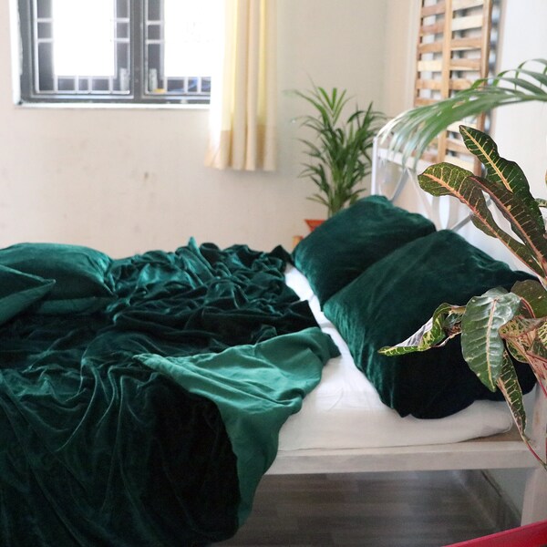 Green Velvet Duvet Cover - Etsy