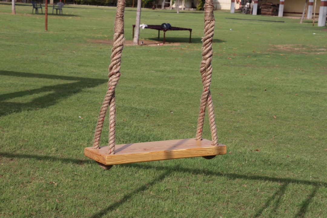 Handmade Wooden Tree Swing - Rustic Rope Swing Seat for Kids and Adults ...