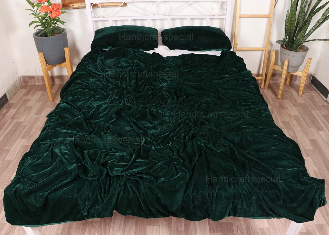5pcs Ultra-luxury Dark Green Velvet Duvet Cover Boho Bedding | Etsy