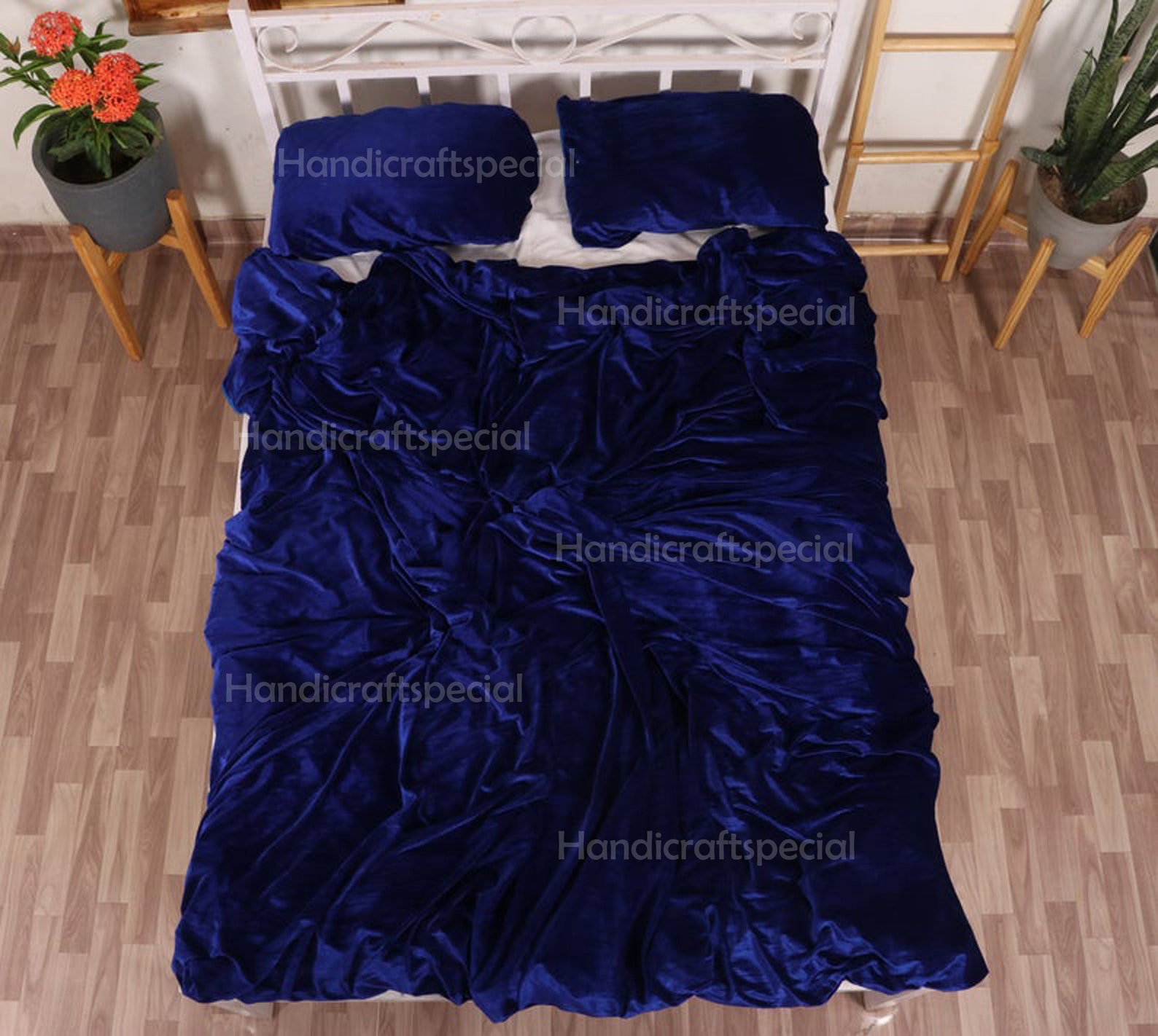 5pcs Ultra-luxury Royal Blue Velvet Duvet Cover, Boho Bedding, UO ...