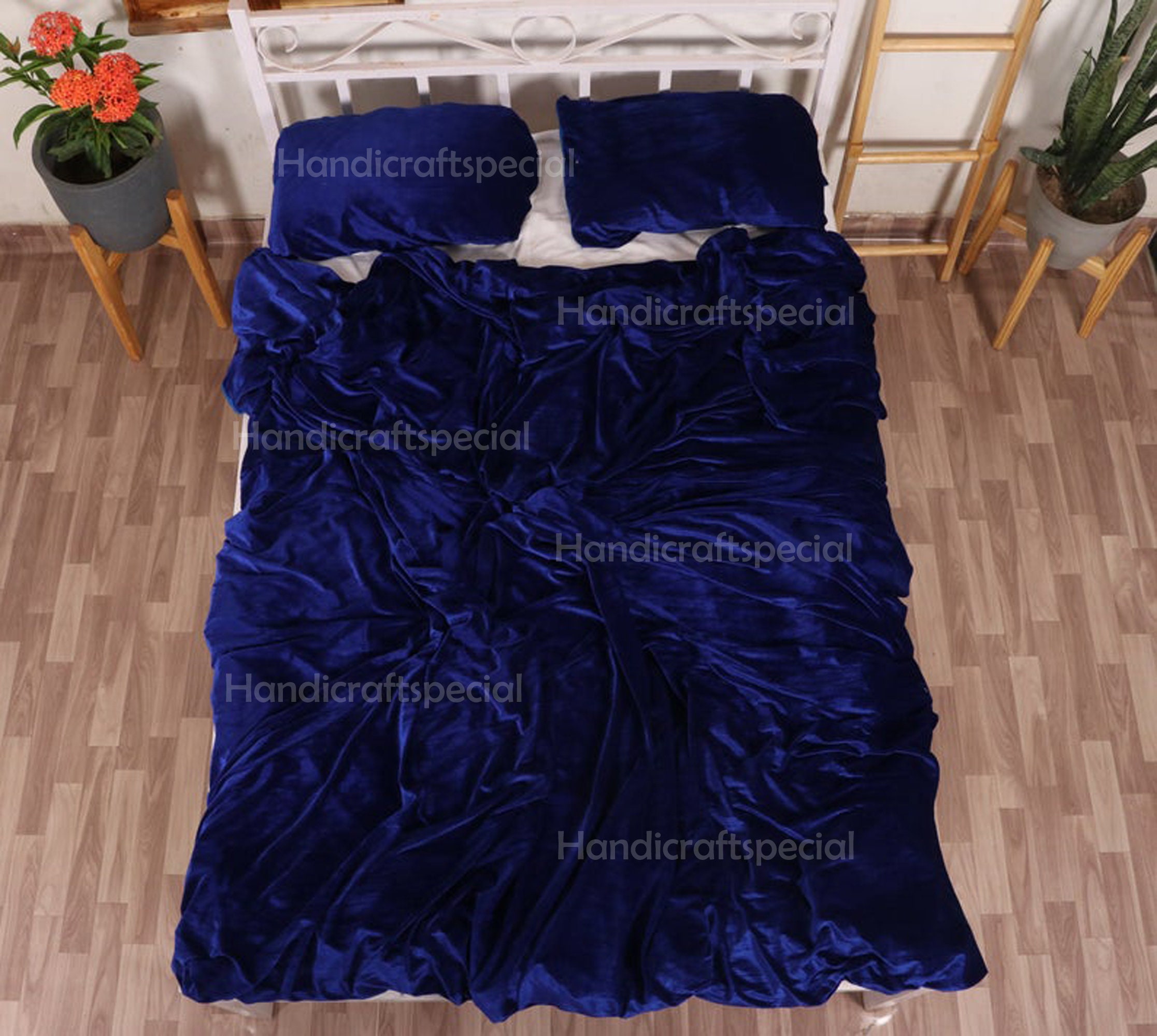 5pcs Ultra-luxury Royal Blue Velvet Duvet Cover Boho Bedding | Etsy
