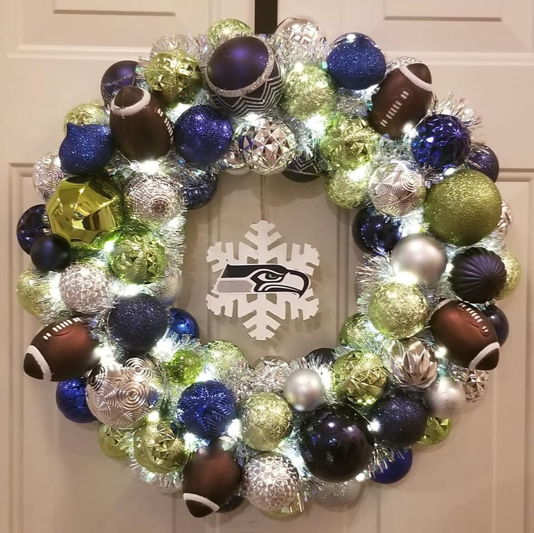 Seattle Seahawks Wreath II with Battery Operated Lights - Etsy