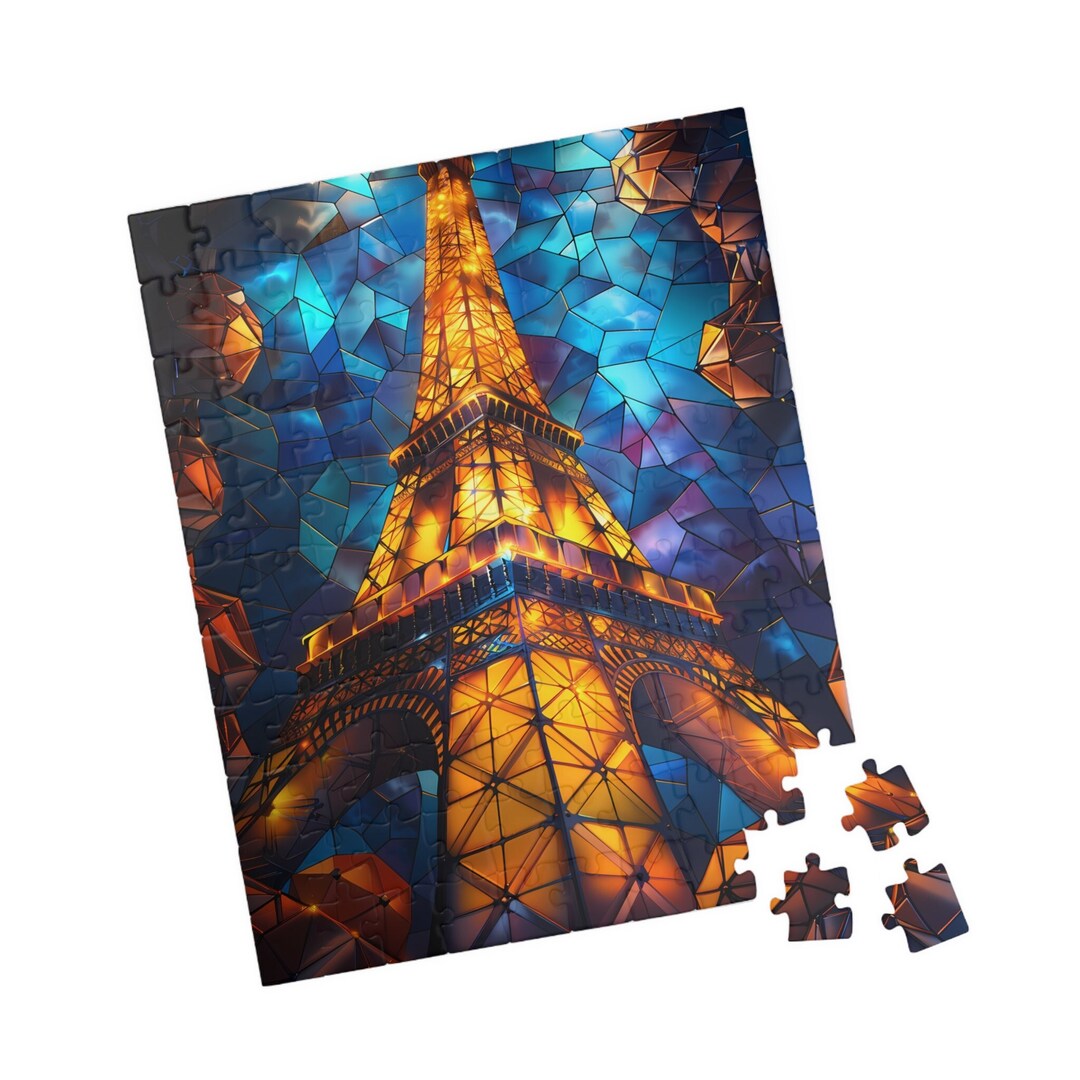 Eiffel Tower Puzzle Stained Glass Style Jigsaw Home Decor Art Piece ...