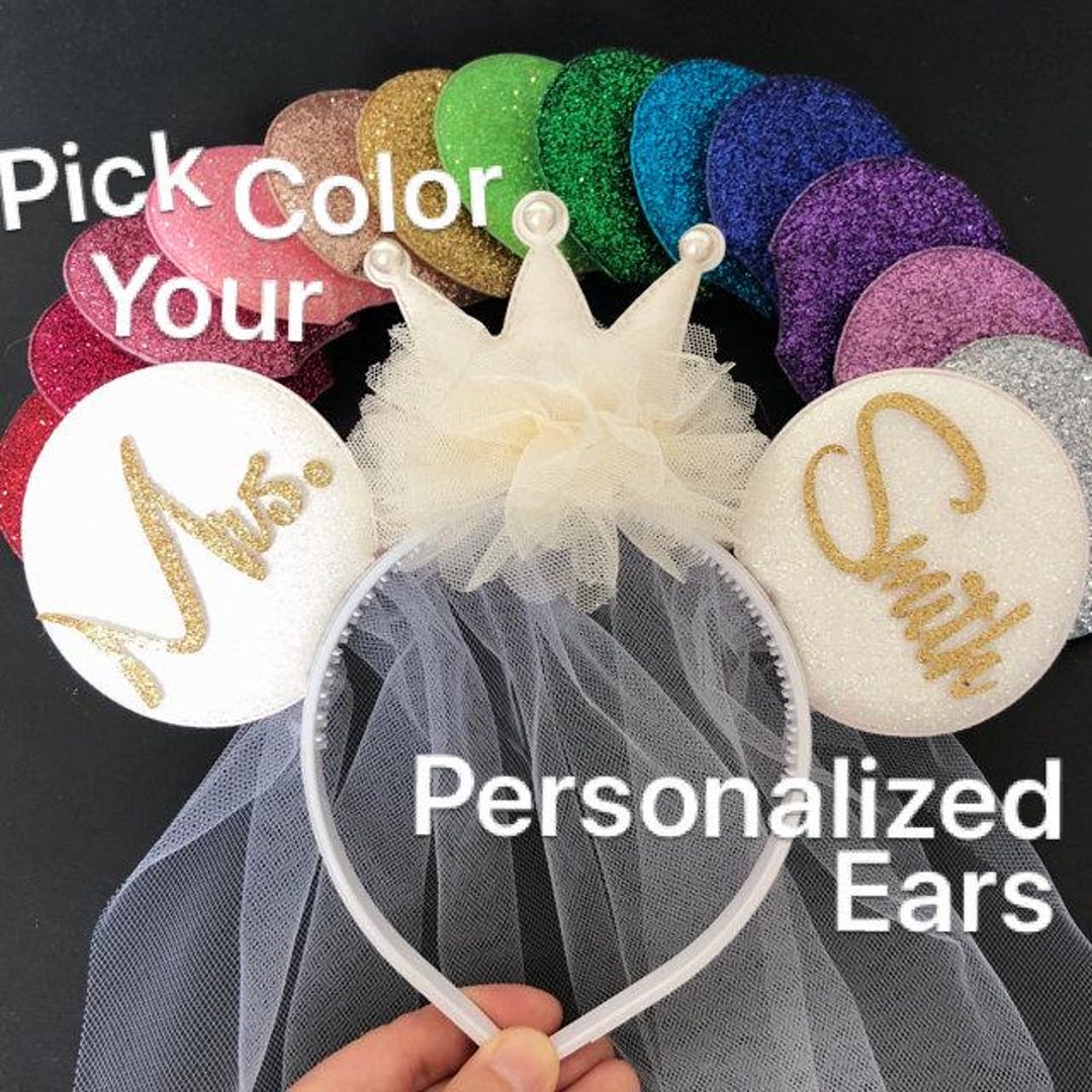 White Bride Minnie Ears Headband,minnie Bride Mouse Ears,personalized ...