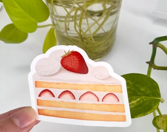 Strawberry Roll Sticker Weatherproof Vinyl Sticker Kawaii Food Sticker ...
