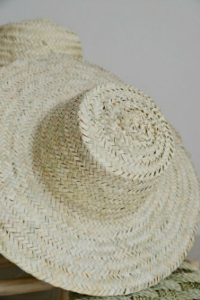 Moroccan Unisex Palm Leaf Garden Hat, Round Straw Hat, Traditional ...