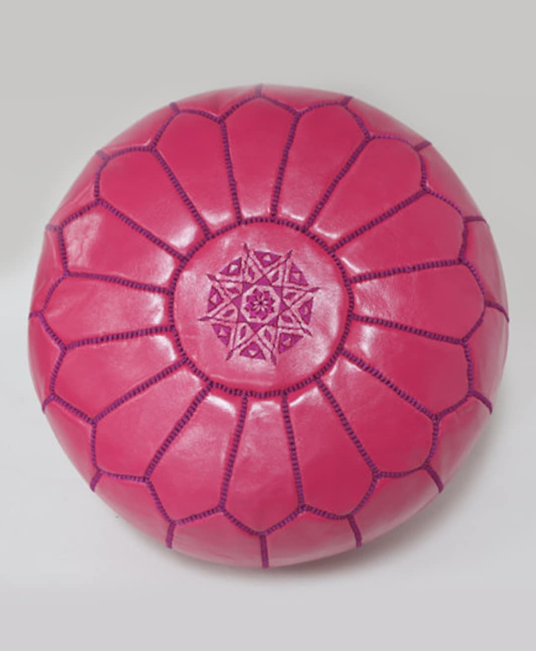 Fuchsia Leather Moroccan Pouf, Handmade Boho Decor (UNSTUFFED) - Etsy