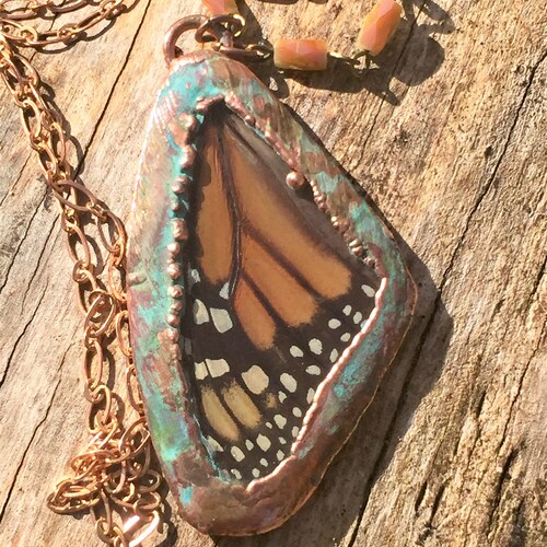Real Monarch Pendant Copper Electroformed - Etsy