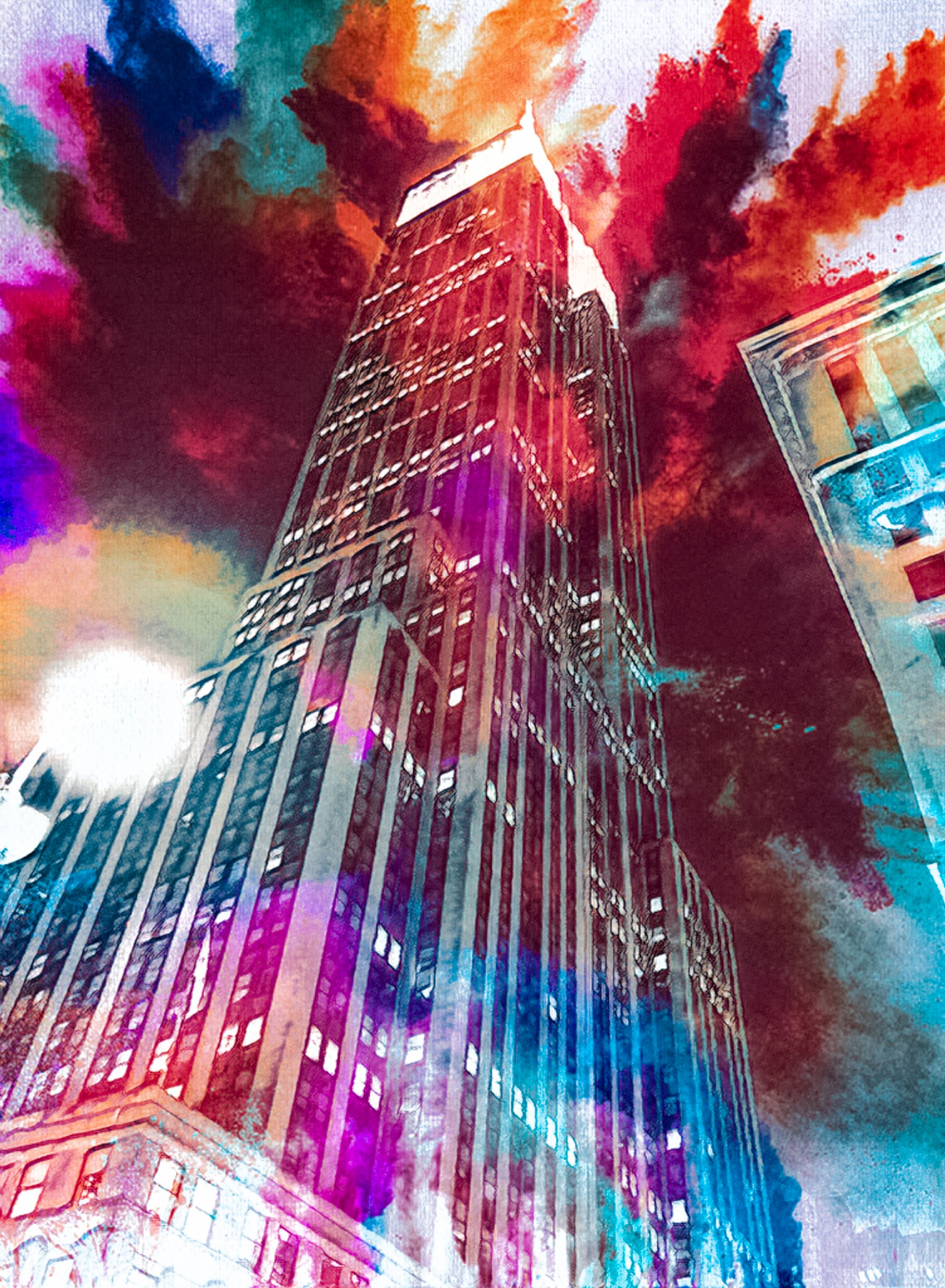 Empire State Building (paint) - Print Decor Poster Printable Wall Art ...